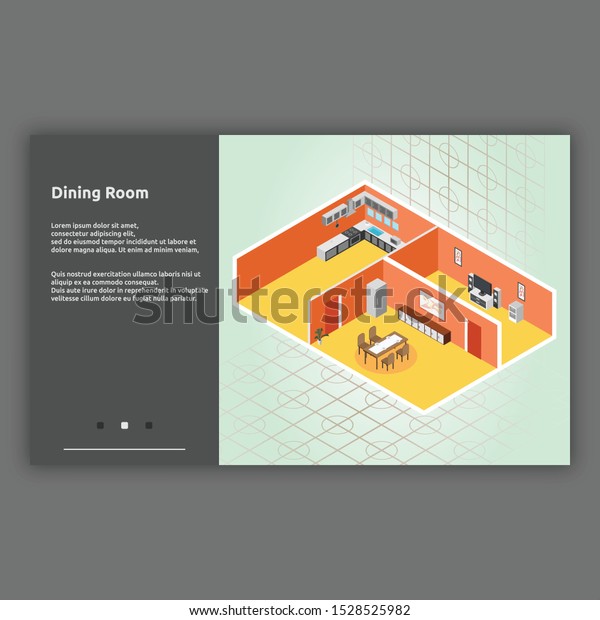 Dining Room Isometric Interior Building 3d Stock Vector (Royalty Free ...