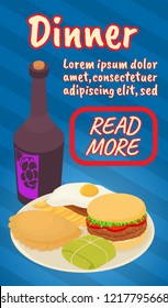 Dinner Concept Banner Isometric Banner Dinner Stock Vector (Royalty ...