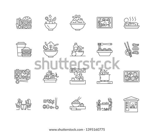 Dinner Line Icons Signs Vector Set Stock Vector (Royalty Free ...
