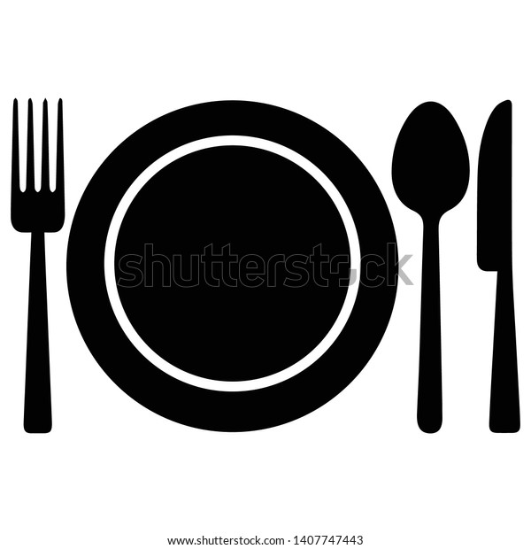 Dinner Set Plate Fork Knife Spoon Stock Vector (Royalty Free ...