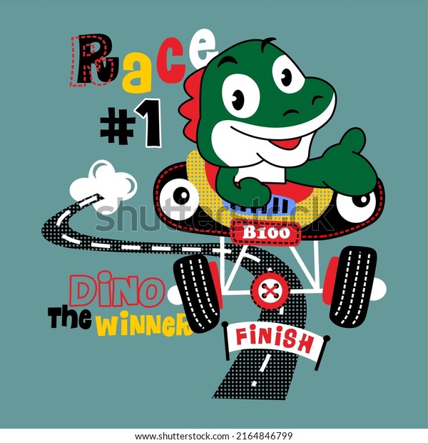 Dino Race Cartoon Vector Design Stock Vector (Royalty Free) 2164846799 ...