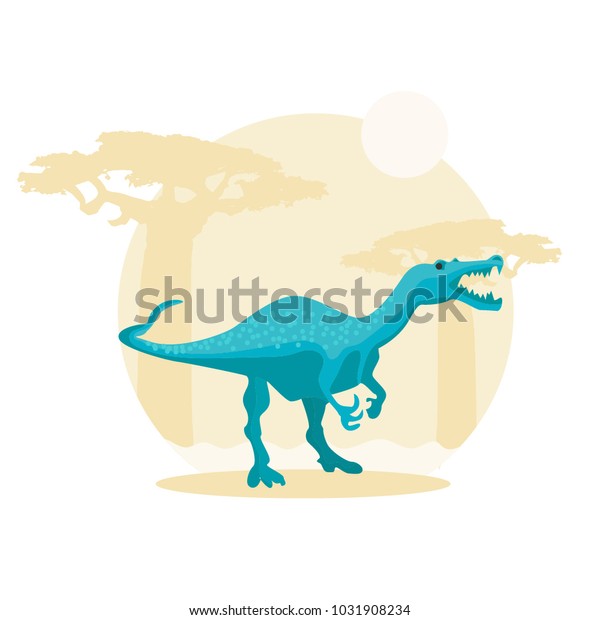 Dinosaur Allosaurus Cartoon Vector Illustration Colorful 库存矢量图（免版税 ...