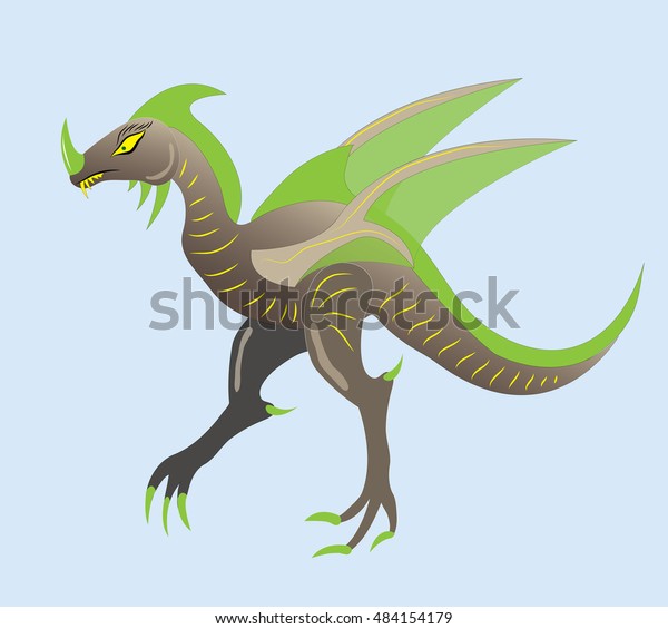Dinosaur Brown Green Wings Stock Vector (Royalty Free) 484154179 ...