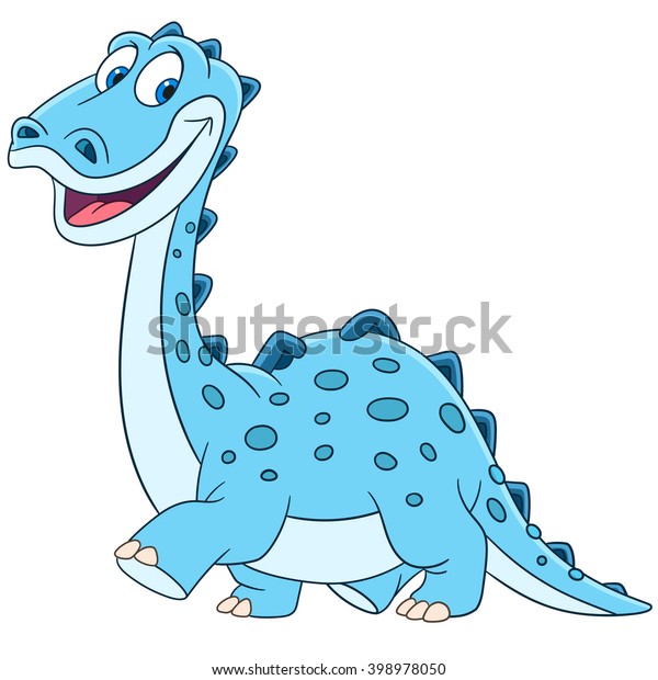 Dinosaur Diplodocus Cartoon Character Isolated On Stock Vector (Royalty ...