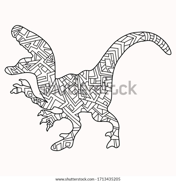 Dinosaur Drawn Geometric Figures Coloring Vector Stock Vector (Royalty ...