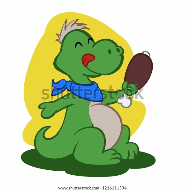 Dinosaur Eating Meat Vector Illustration Stock Vector (Royalty Free ...