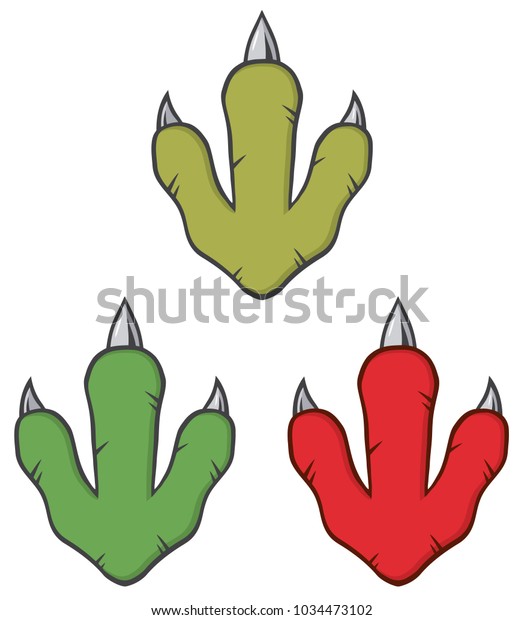 Dinosaur Footprint Design Concept. Vector Collection Isolated On White ...