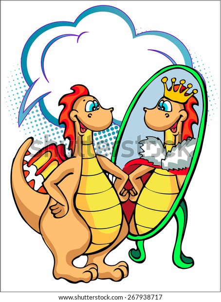 Dinosaur Good Selfesteem Looks Mirror Stock Vector (Royalty Free ...