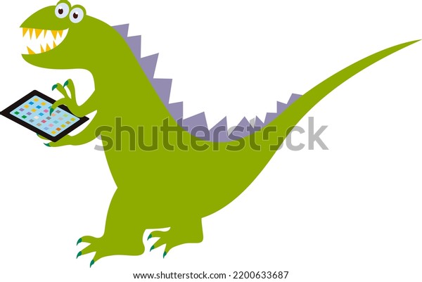 Dinosaur Happy Tablet Stock Vector (Royalty Free) 2200633687 | Shutterstock