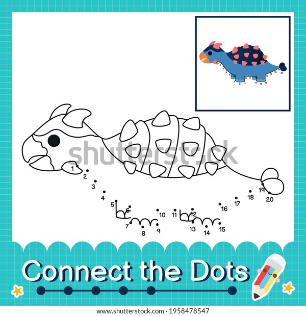 Dinosaur Kids Connect Dots Worksheet Children Stock Vector (Royalty ...