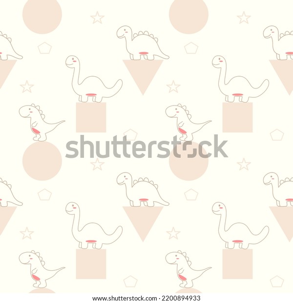 Dinosaur Line Cartoon Cute Geometry Triangle Stock Vector (Royalty Free ...