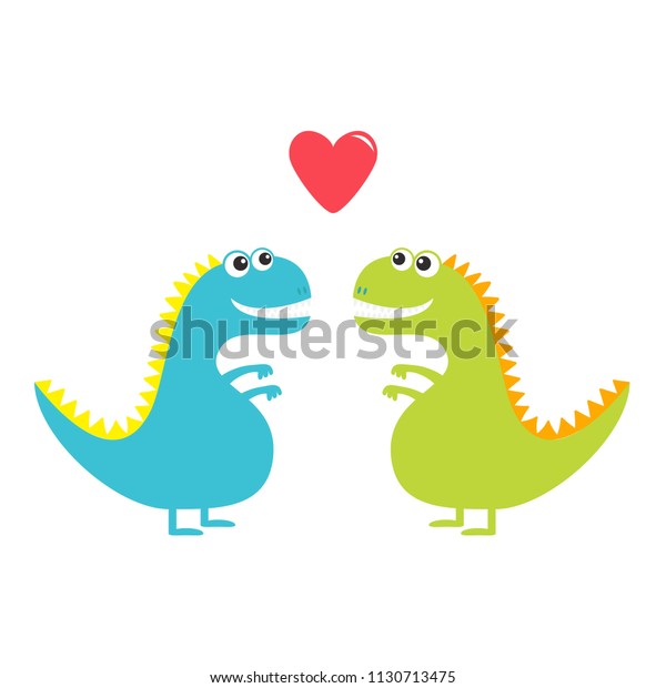 Dinosaur Love Couple Set Isolated On Stock Vector (Royalty Free ...