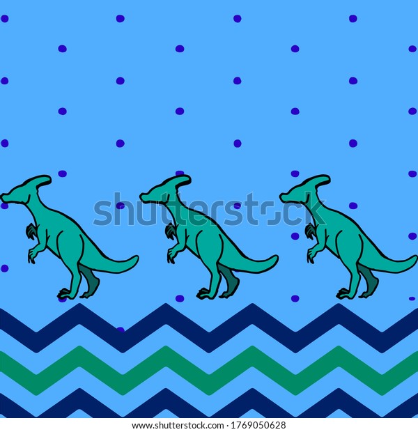 Dinosaur Paracephalosaurus Vector Blue Background Silhouette Stock ...