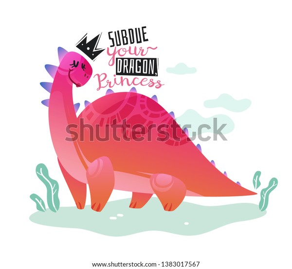 Dinosaur Princess Poster Cute Dino Girl Stock Vector (Royalty Free ...