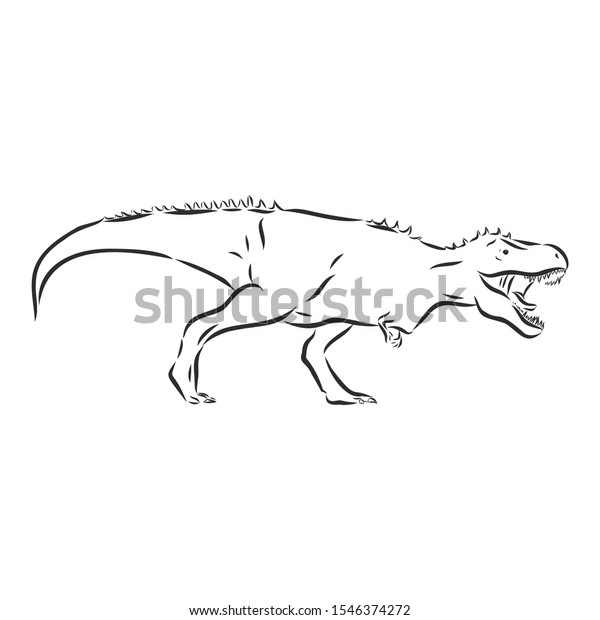 Dinosaur Sketch Contour Vector Illustration Stock Vector (Royalty Free ...