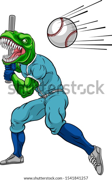 Dinosaur T Rex Raptor Baseball Player Stock Vector (Royalty Free ...
