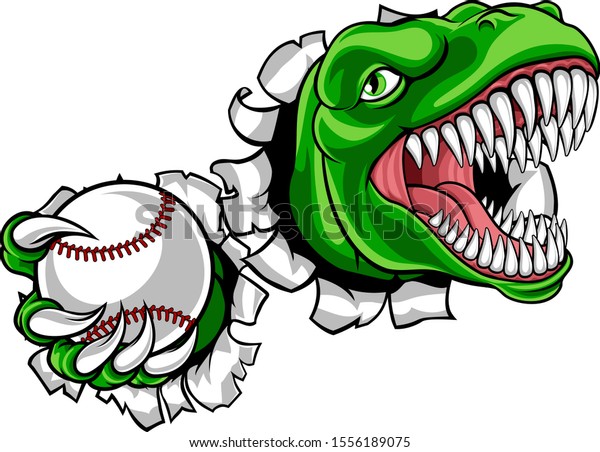 Dinosaur T Rex Raptor Baseball Player Stock Vector (Royalty Free ...