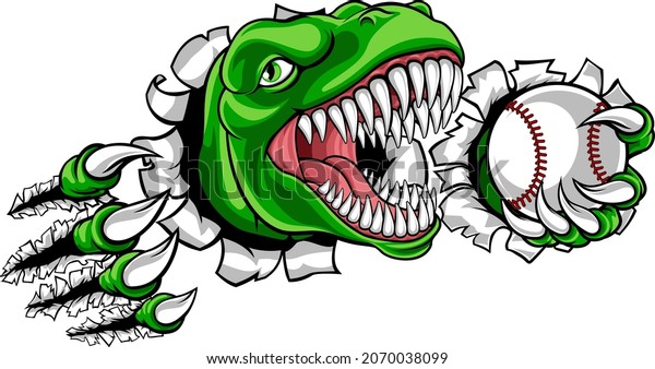 Dinosaur T Rex Raptor Baseball Player Stock Vector (Royalty Free ...