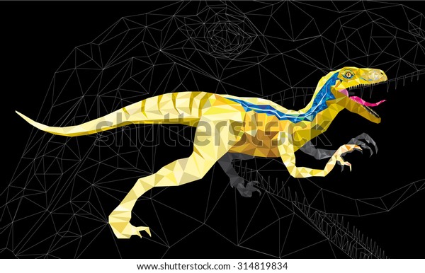 Dinosaur Velociraptor Geometric Pattern Style Vector Stock Vector ...