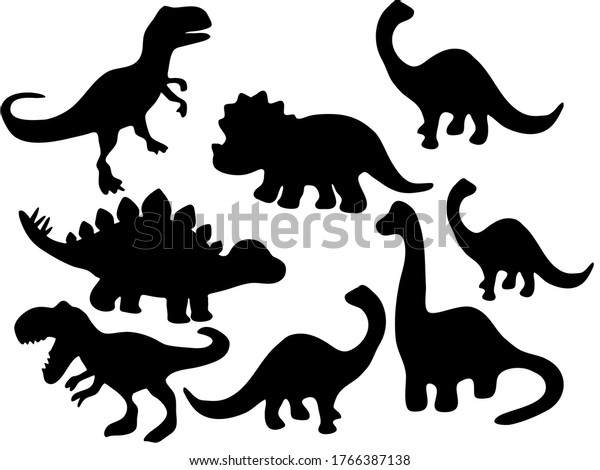 Dinosaurs Black Different Types Clipart Dinosaurs Stock Vector (Royalty ...