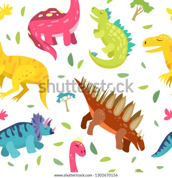 Dinosaurs Hand Sketched Vector Seamless Pattern Stock Vector (Royalty ...