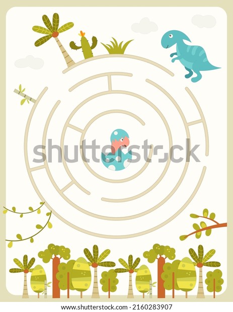 Dinosaurs Maze Game Children Help Dinosaur: เวกเตอร์สต็อก (ปลอดค่า ...