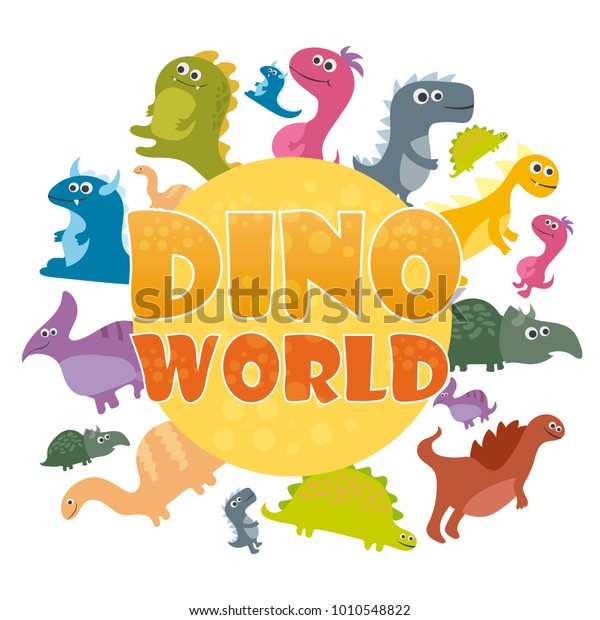 Dinosaurs World Poster Vector Cartoon Dinosaurs Stock Vector (Royalty ...