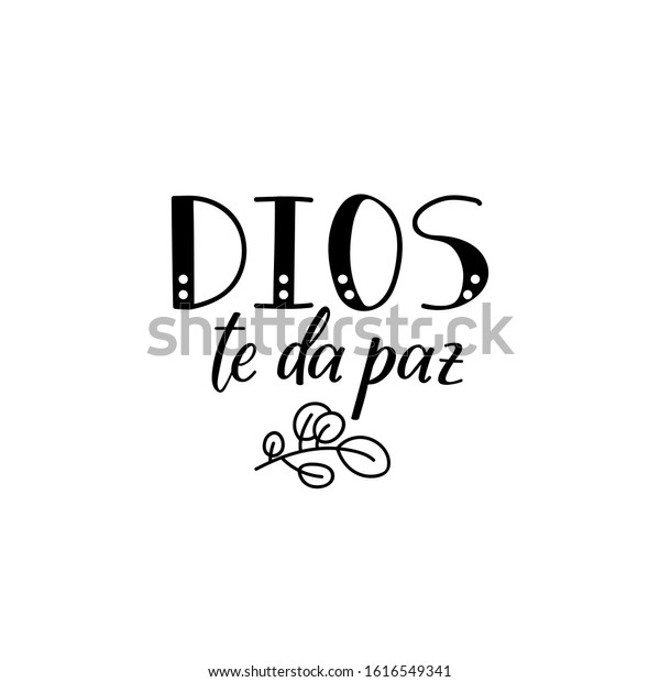 Dios Te Da Paz Lettering Translation: vector de stock (libre de ...