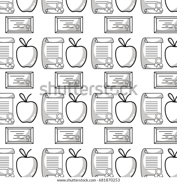 Diploma Certicate Graduation Apple Fruit Background Stock Vector ...