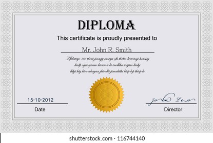 White Diploma Certificate Stock Vector (Royalty Free) 116744149 ...