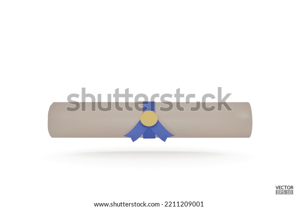 Diploma Close Paper Scroll Blue Ribbon Stock Vector (Royalty Free ...
