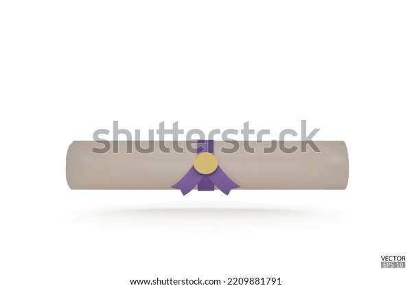 Diploma Close Paper Scroll Purple Ribbon Stock Vector (Royalty Free ...