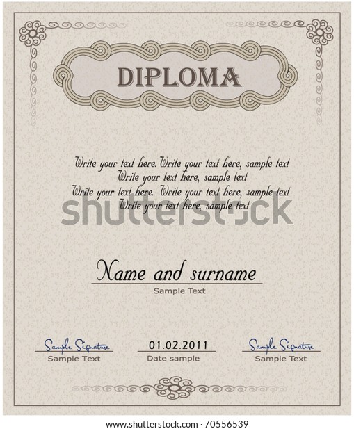 Diploma Paper Vector Certificate Template 库存矢量图（免版税）70556539 | Shutterstock