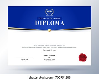 Diploma Template Design Simple Concept Education Stock Vector (Royalty ...