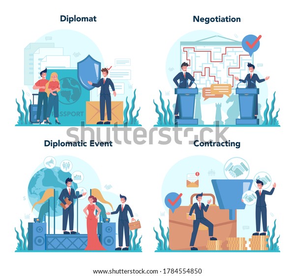 Diplomat Profession Set Idea International Relations Stock Vector ...