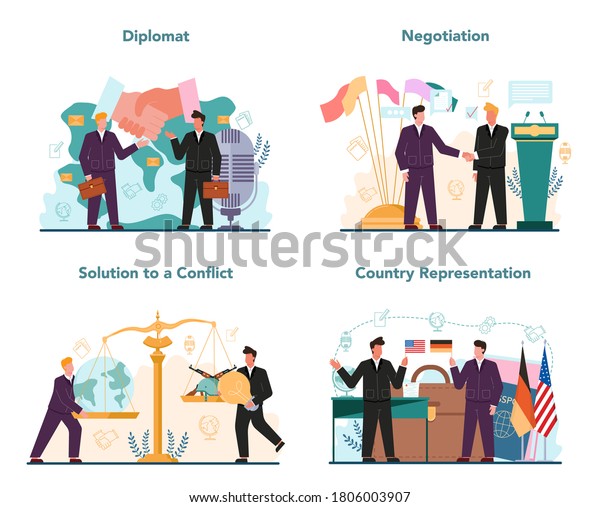 Diplomat Profession Set Idea International Relations Stock Vector ...