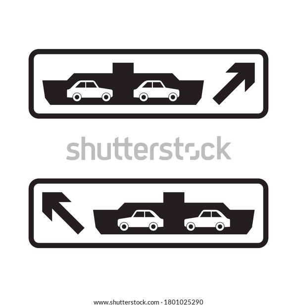 Direction Car Ferry Road Sign Set Stock Vector (Royalty Free ...