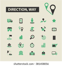 Direction Way Icons Stock Vector (Royalty Free) 381458056 | Shutterstock