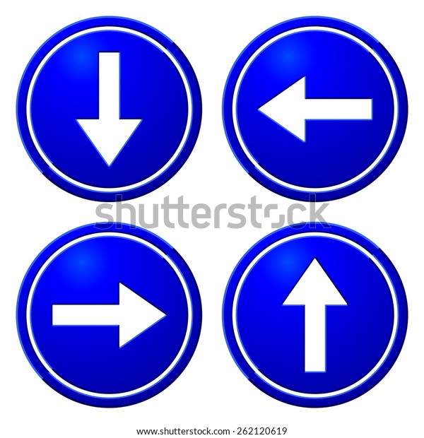 Directional Arrows Blue Signs Danger Caution Stock Vector (Royalty Free ...