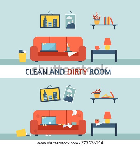 Dirty Clean Room Disorder Interior Room Stock Vector (Royalty Free ...