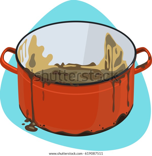 Dirty Cooking Pot Leftovers Soot Saucepan Stock Vector (Royalty Free ...