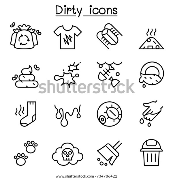 Dirty Icon Set Thin Line Style Stock Vector (Royalty Free) 734786422 ...