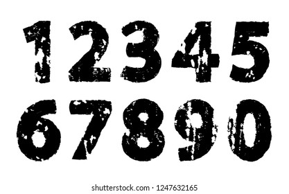 Dirty Textured Numbersvector Grunge Numbers Set Stock Vector (Royalty ...