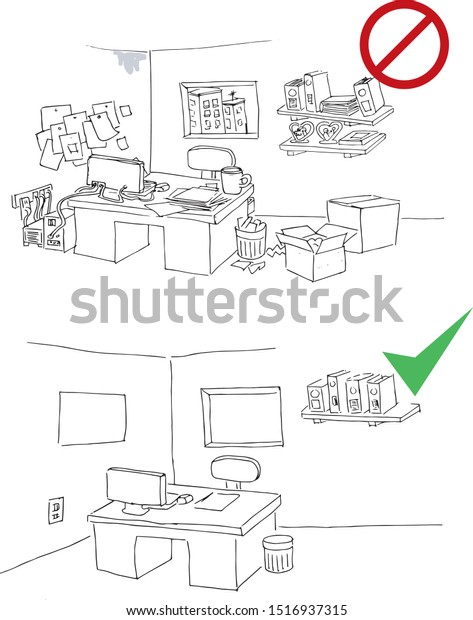 Dirty Vs Clean Office Space Stock Vector (Royalty Free) 1516937315 ...