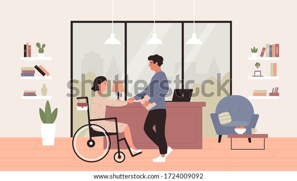 Disability Employment Vector Illustration Cartoon Flat Stock Vector ...