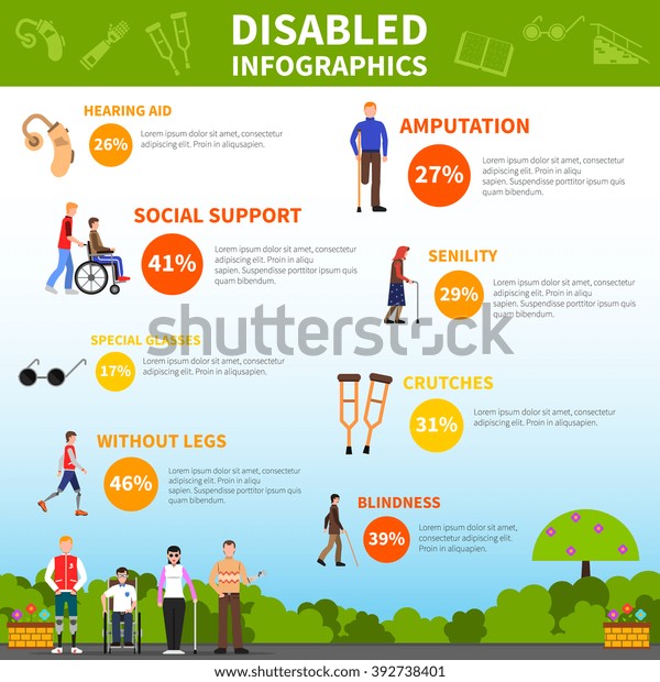 Disability Infographics Layout Statistics People Disabilities Stock ...