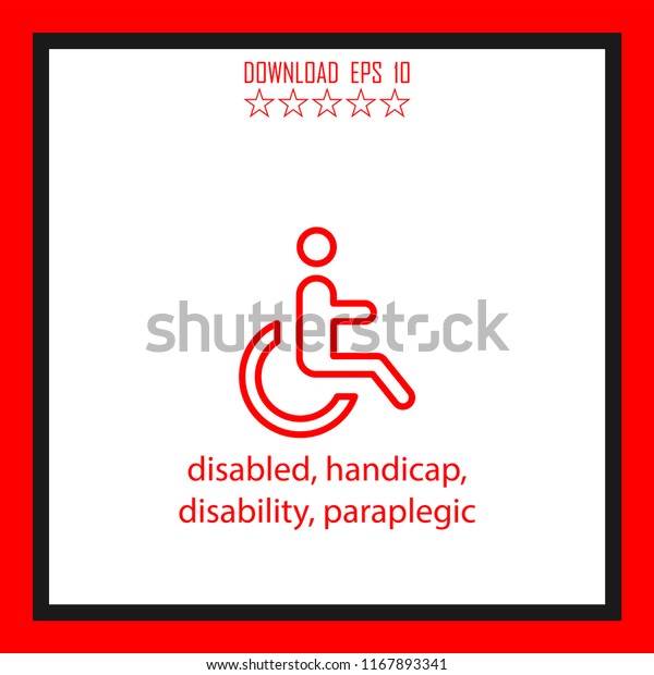 Disabled Handicap Disability Paraplegic Vector Icon Stock Vector ...