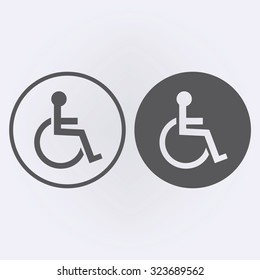 Disabled Handicap Icon Set Circle Vector Stock Vector (Royalty Free ...