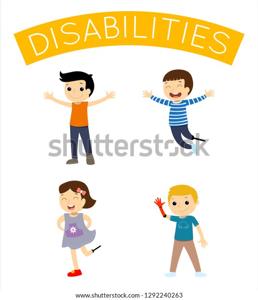 Disabled Happy Children Vectoral Ilustration Stock Vector (Royalty Free ...