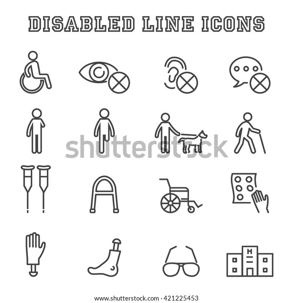 Disabled Line Icons Mono Vector Symbols Stock Vector (Royalty Free ...